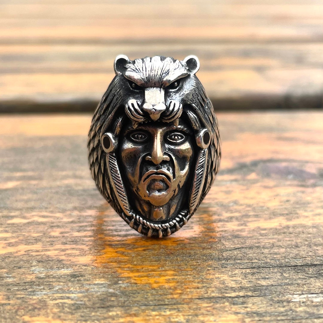925 Sterling Silver Indian Chief Ring Apache Native American Jewellery ...
