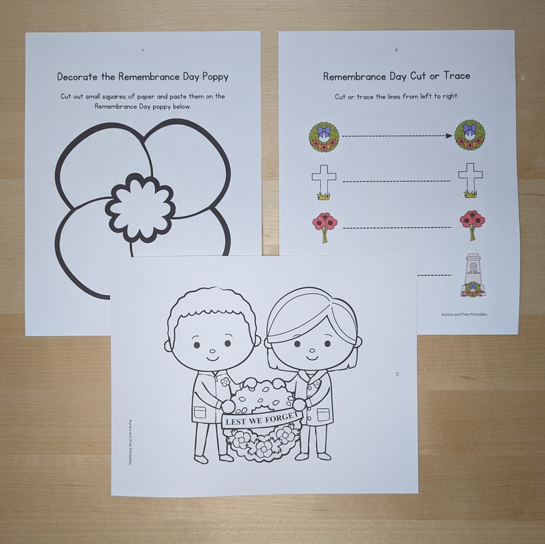 Remembrance Day Mini Activity Pack (21 Pages) Low Prep, Printer Ink ...