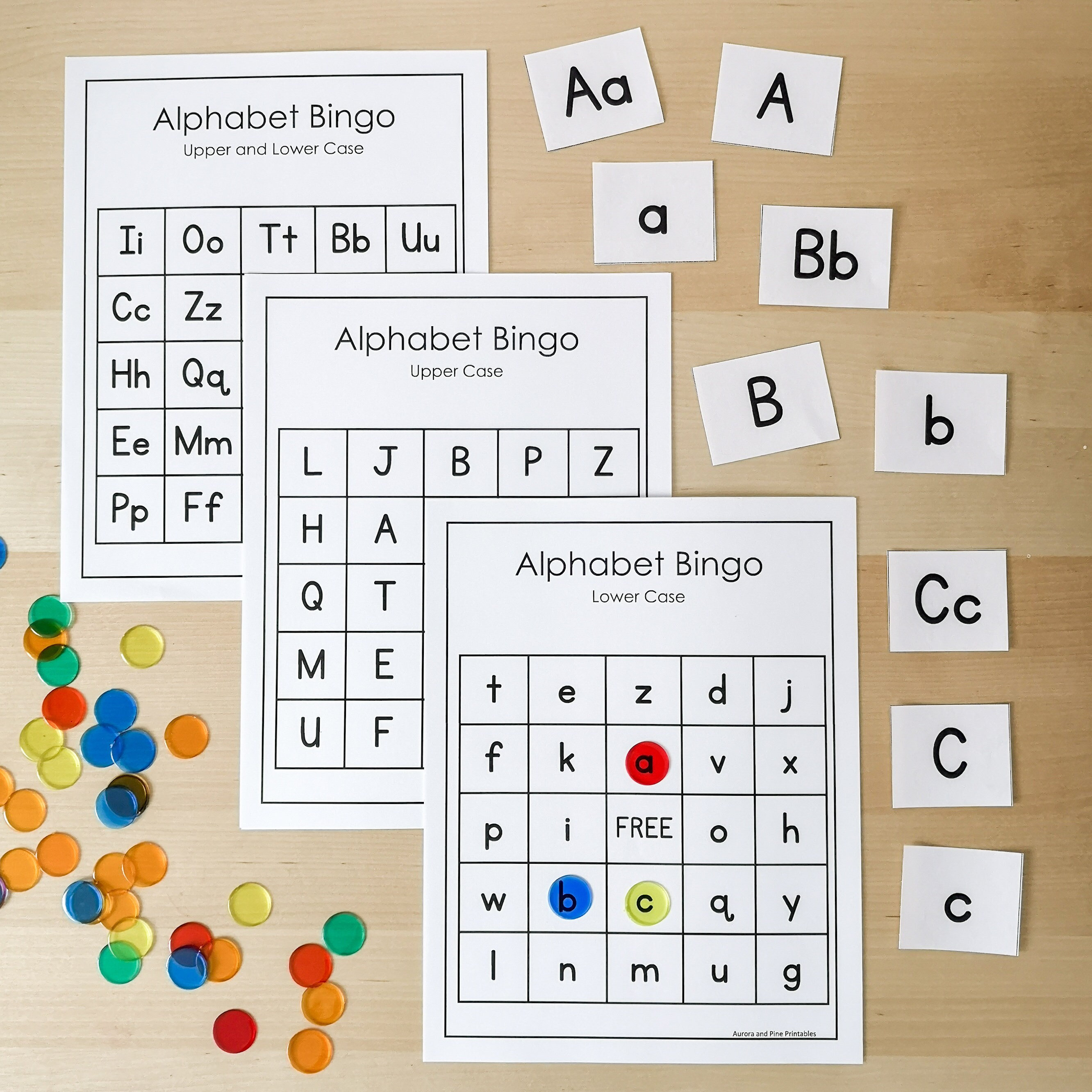 Alphabet Bingo Pack (60 Total) Uppercase, Lowercase, Combined, 25 and ...