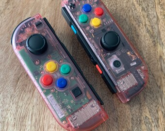 Custom Nintendo Switch Joycons transparent Purple / Pink With SNES ...