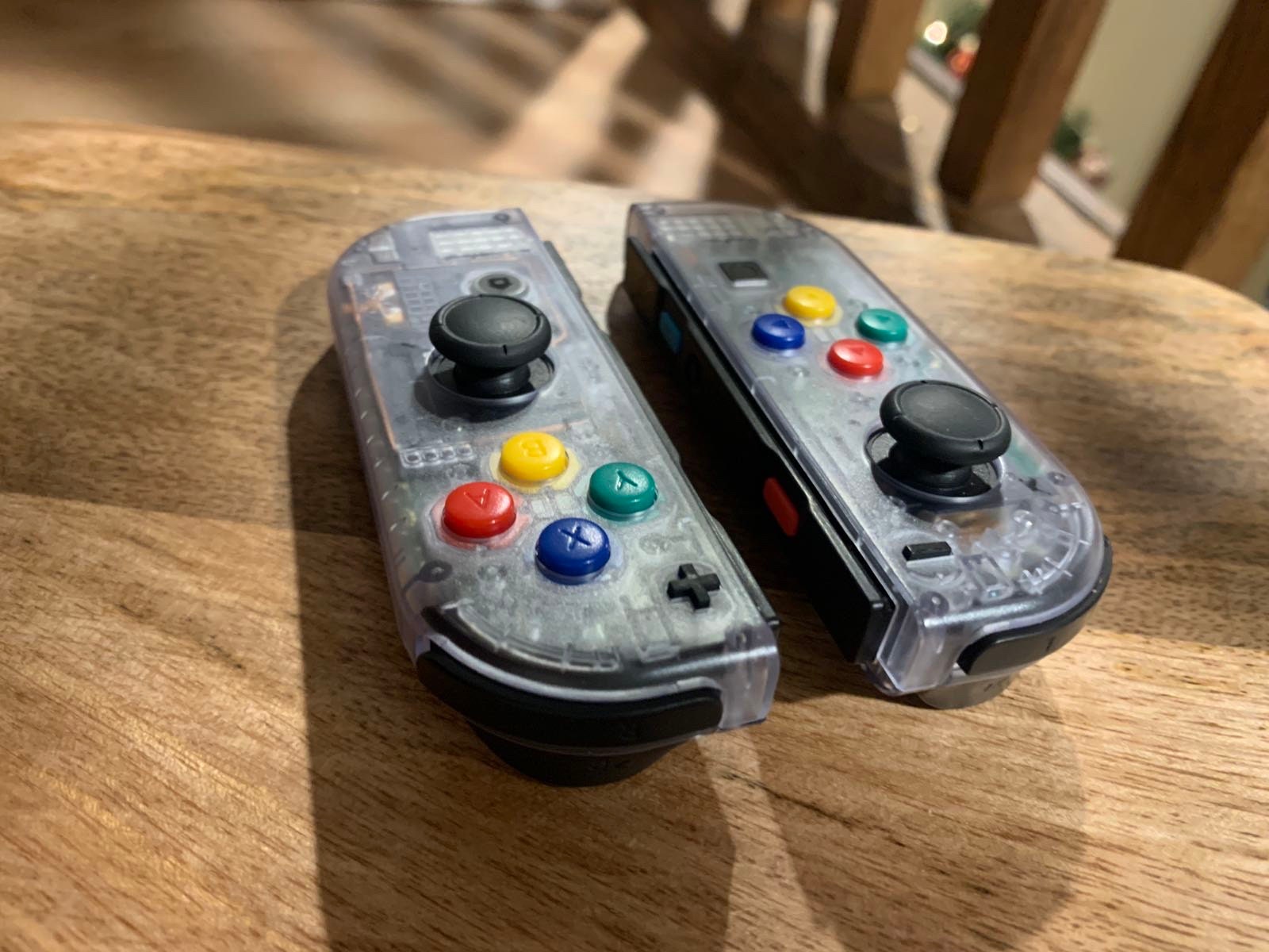 Custom Nintendo Switch Joycons transparent Clear With SNES Colored ...