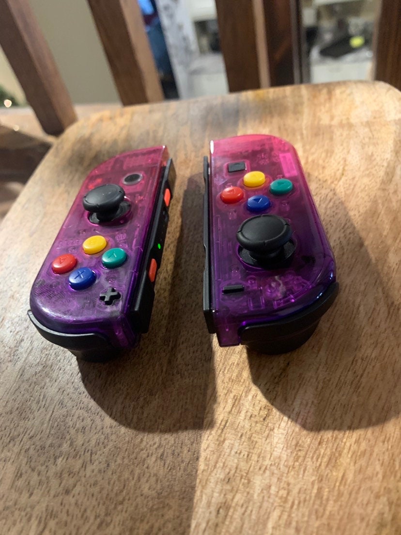Custom Nintendo Switch Joycons transparent Purple / Pink With SNES ...