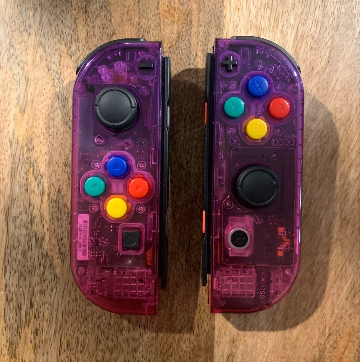 Custom Nintendo Switch Joycons transparent Purple / Pink With SNES ...