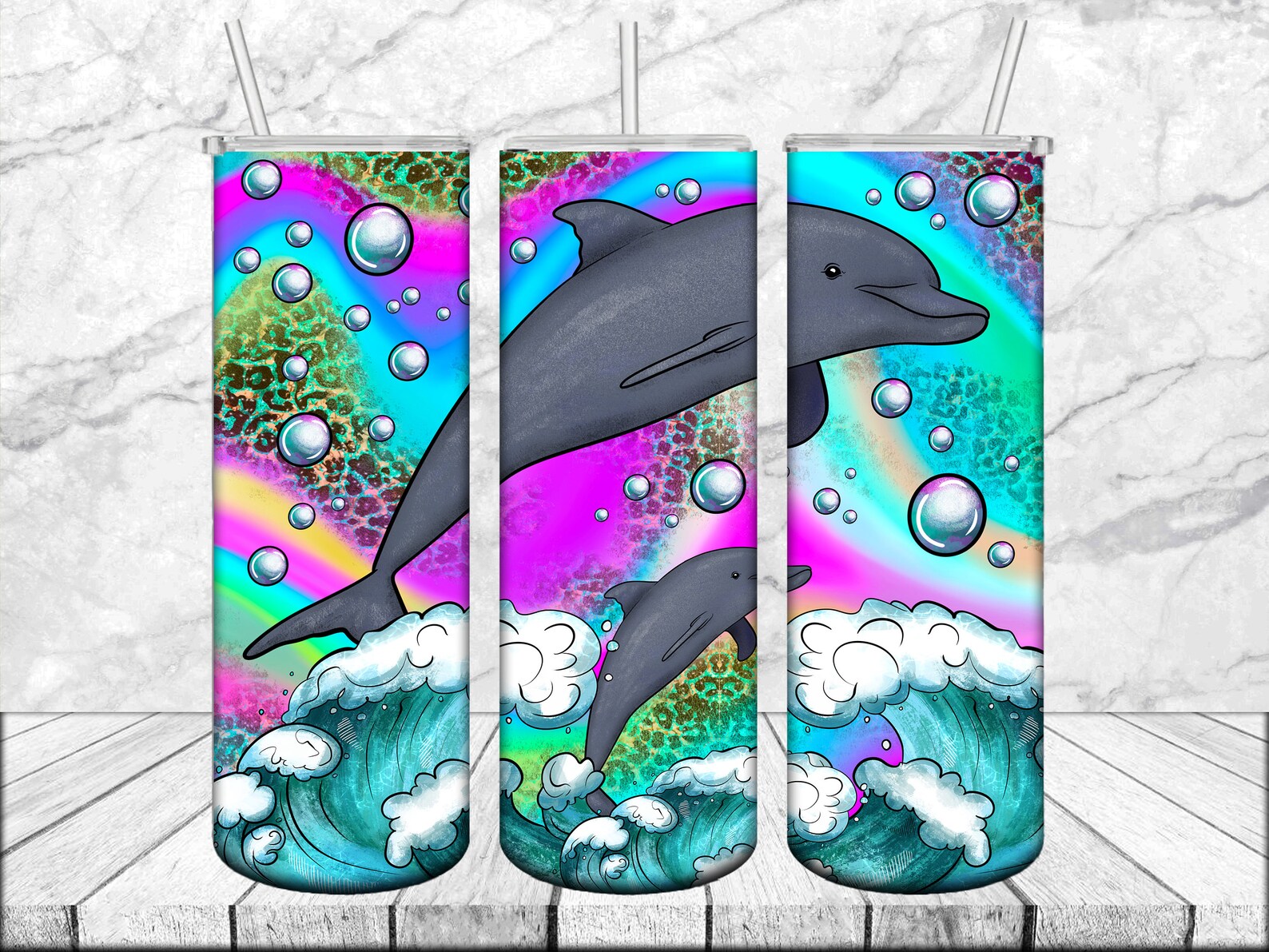 Dolphin Sublimation Tumbler Designs Dolphin 20oz Skinny - Etsy