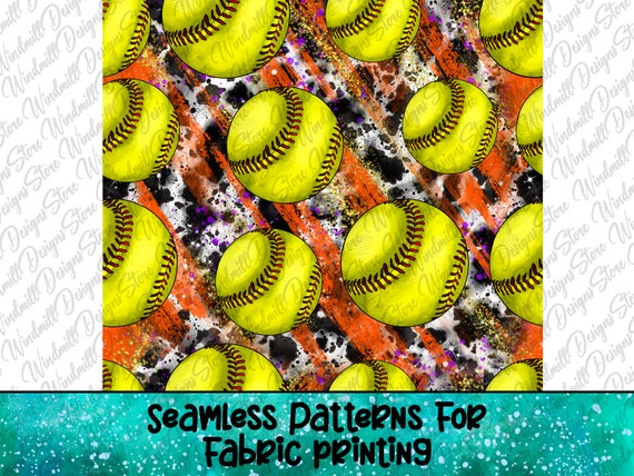 Softball Seamless Patternsoftball Sublimation Design - Etsy