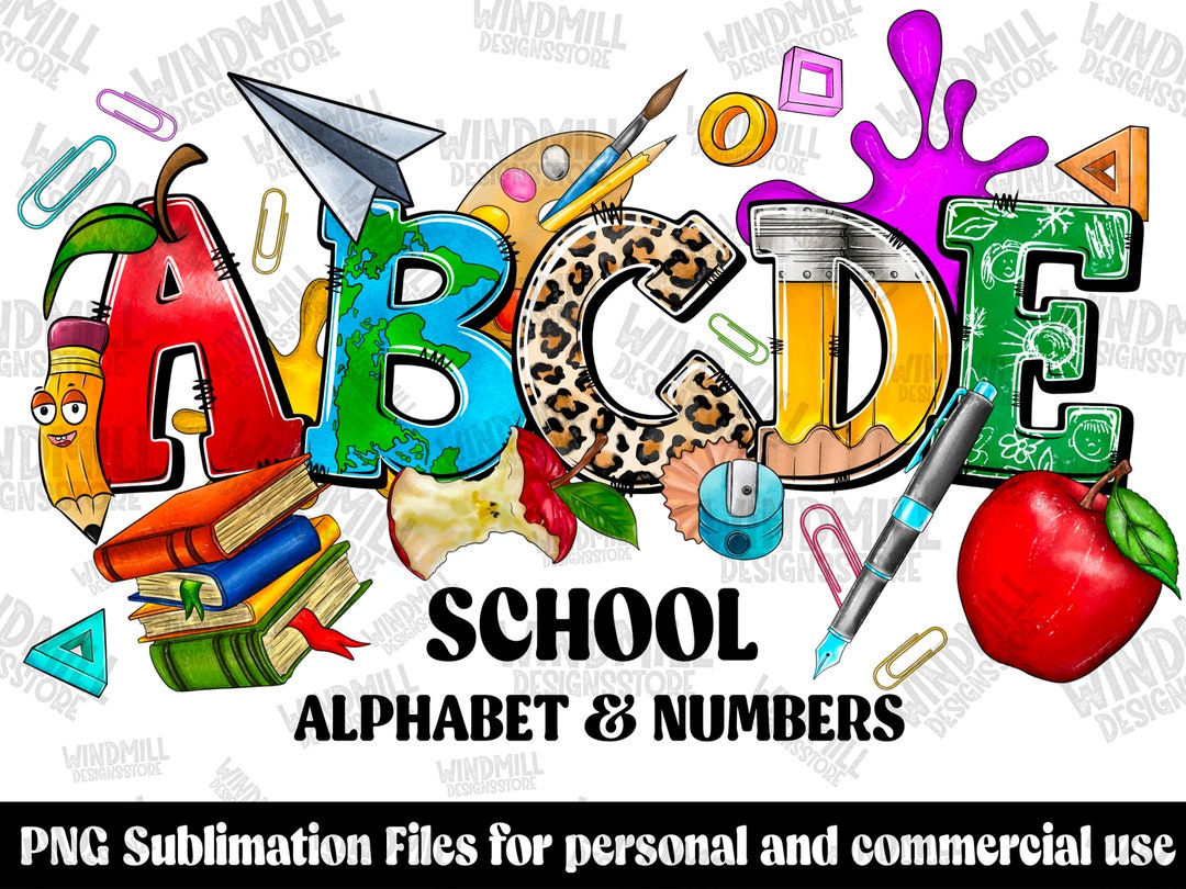 School Teacher Doodle Alphabet Bundle, Teacher PNG Letters, Numbers ...