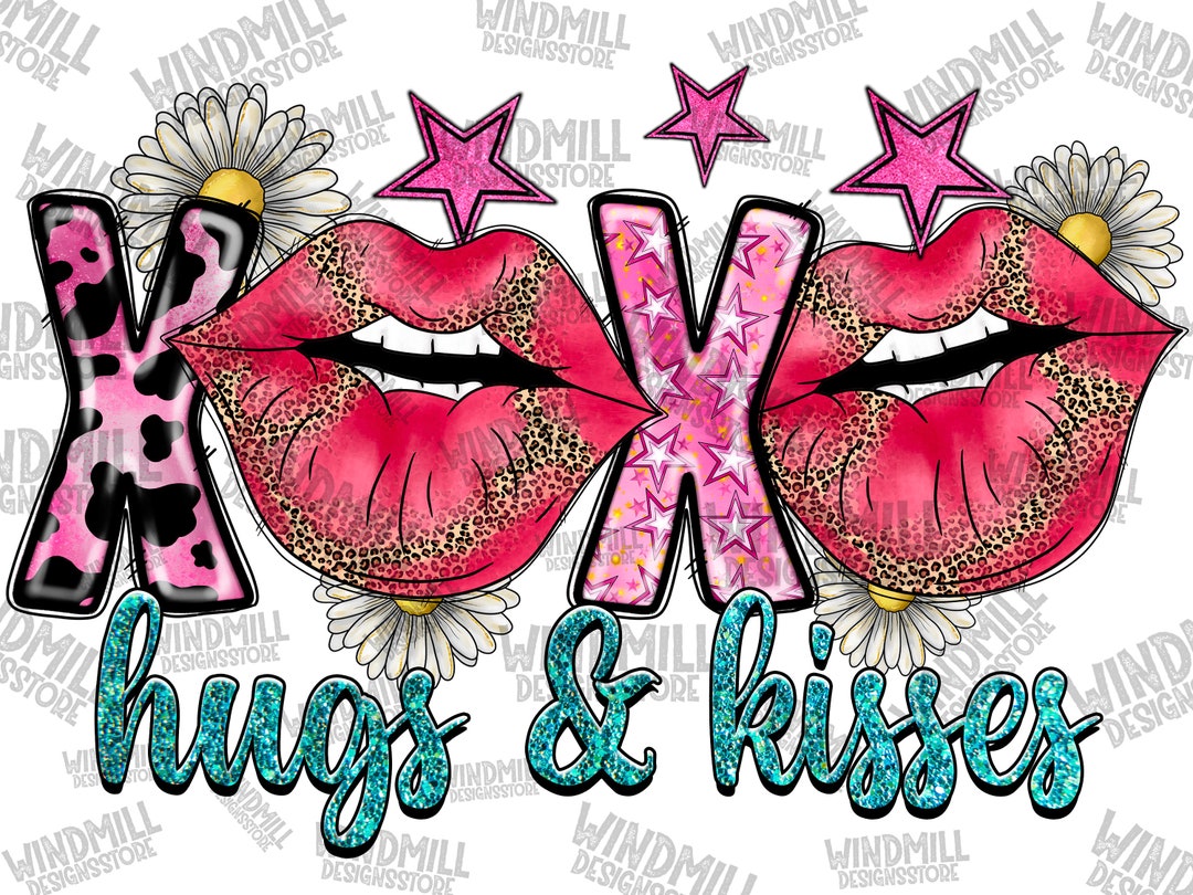 Xoxo Hugs and Kisses Png Sublimation Design Download, Lips, Valentine's ...