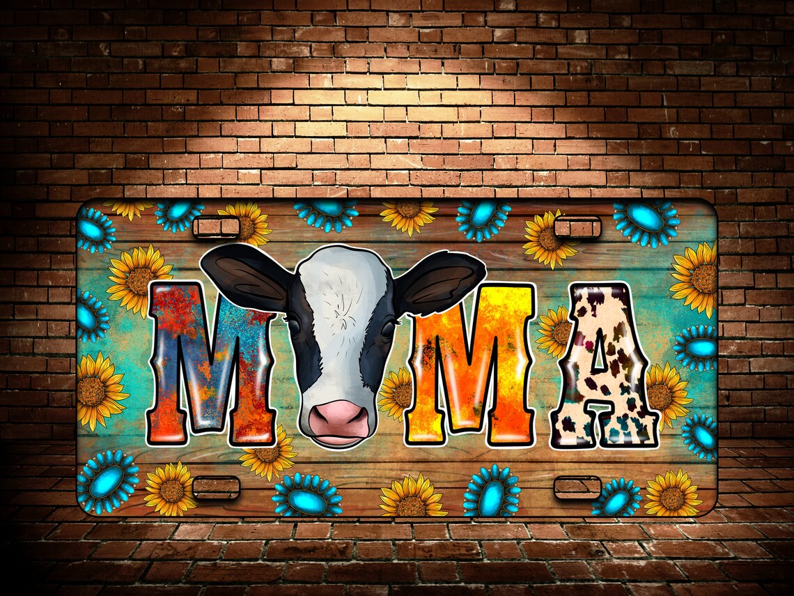 Western Cow License Plate Png Sublimation Design, Cow Mama License ...