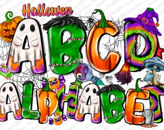 Halloween Alphabet Bundle Png, Halloween Png, Halloween Doodle Letters ...
