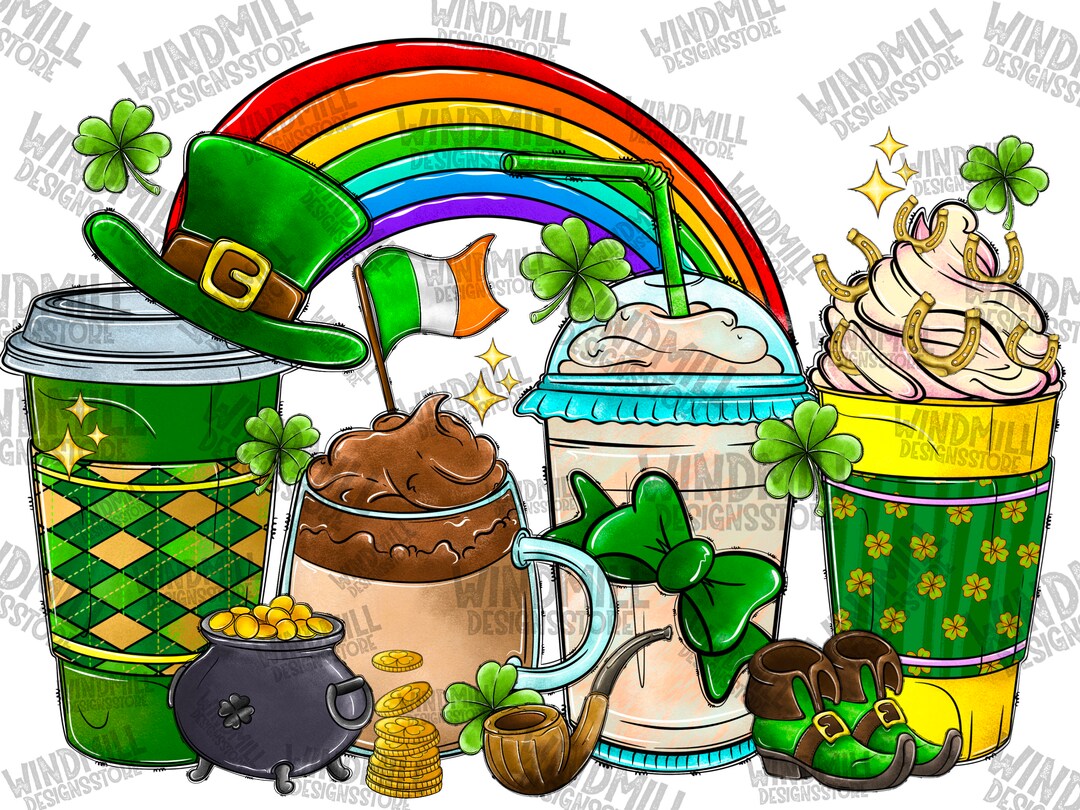 St. Patrick's Day Coffee Drinks Png Sublimation Design, St. Patrick's ...