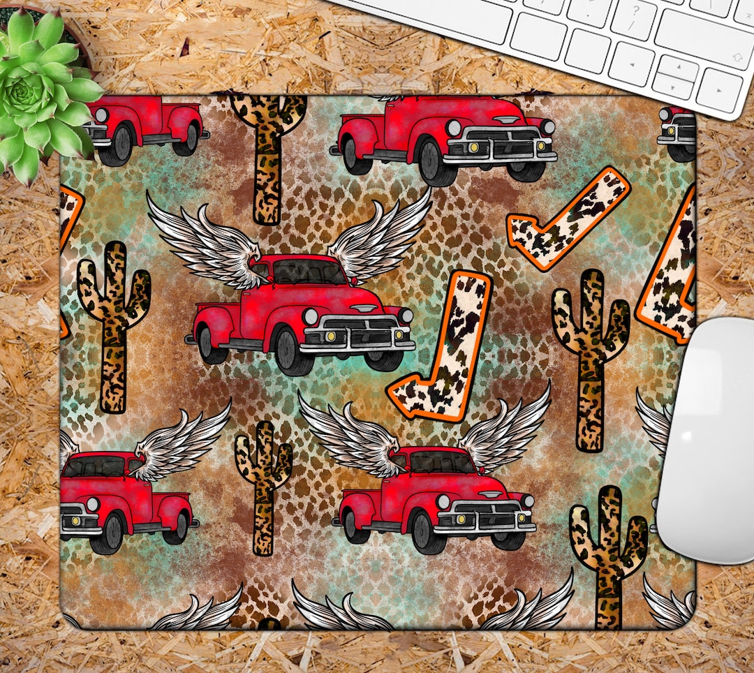 Red Truck Mousepad Sublimation Design,western Mouse Pad Png,vintage ...