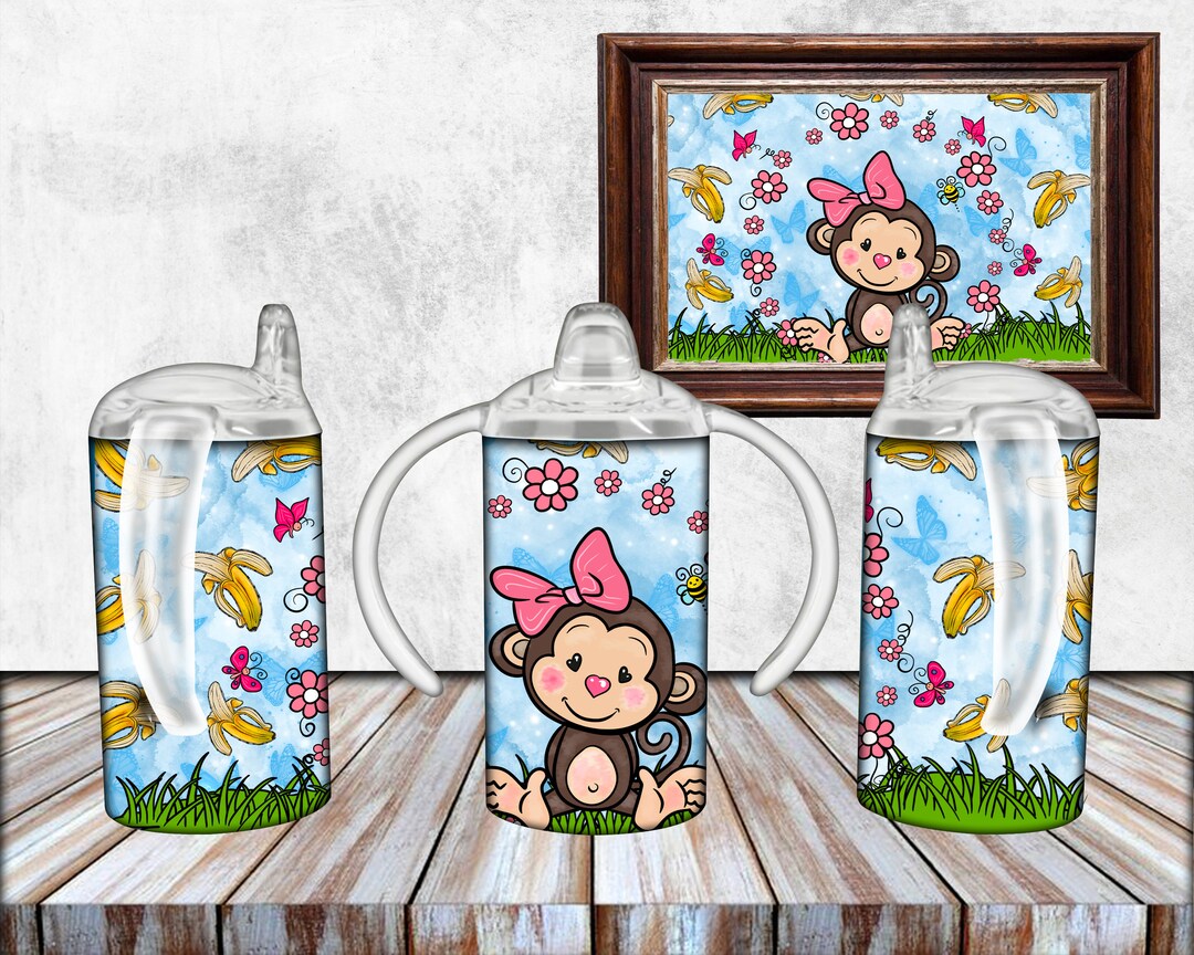 Little Monkey Sippy Cup Sublimation Design,monkey 12oz Sublimation ...