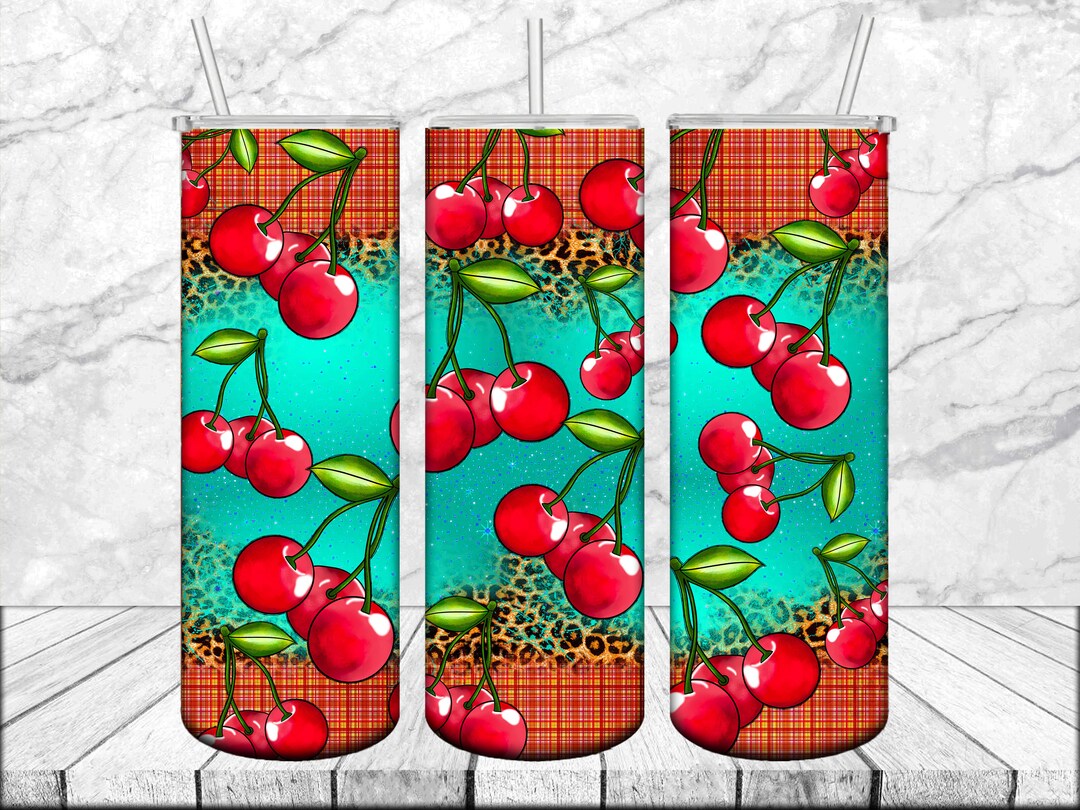 Cherry Leopard Png 20oz Tumbler, Summer Tumbler Png, Cherry Tumbler Png ...