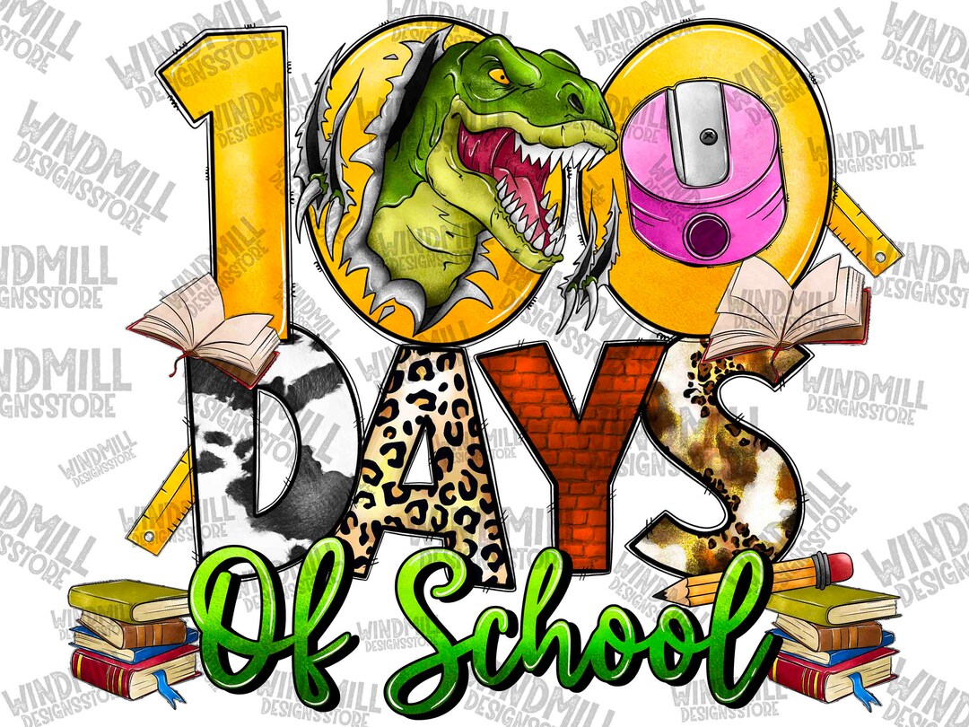 100 Days of School Png, Rex Png, Digital Download, 100 Days Dinosaur ...