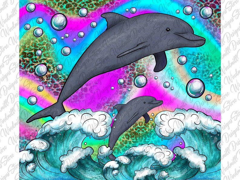 Dolphin Sublimation Tumbler Designs Dolphin 20oz Skinny - Etsy