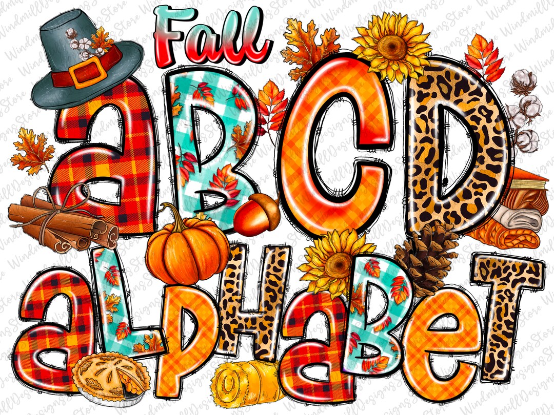 Fall Doodle Alphabet Bundle, Thankful Life PNG Letters,sublimation Design,fall,autumn Alphabet ...
