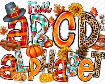 Fall Doodle Alphabet Bundle, Thankful Life PNG Letters,sublimation ...