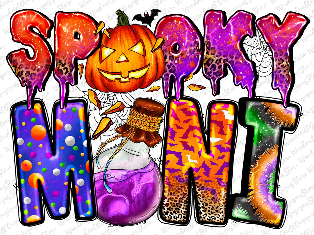 Spooky Mini Png Sublimation Design Download, Happy Halloween Png ...