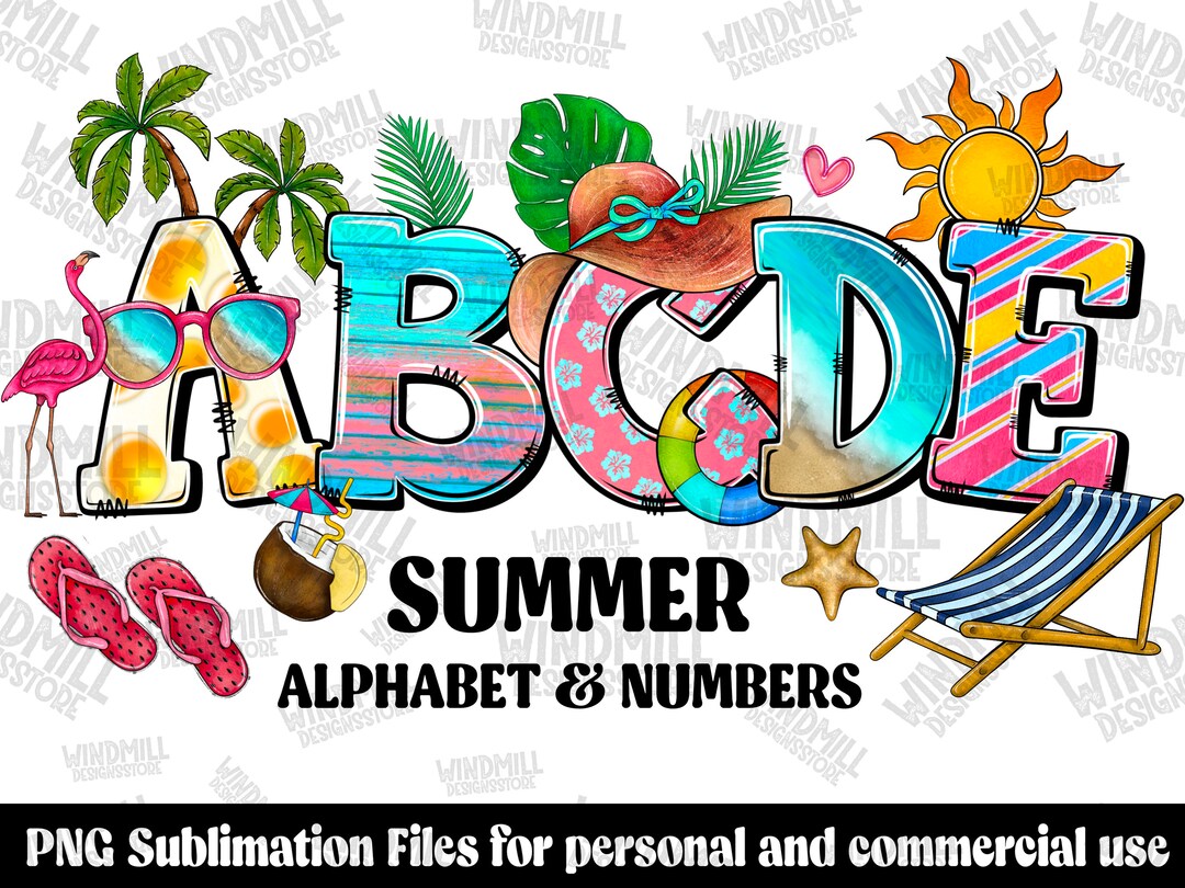 Alfabeto de verano con garabatos, letras PNG de vida de verano, diseño ...