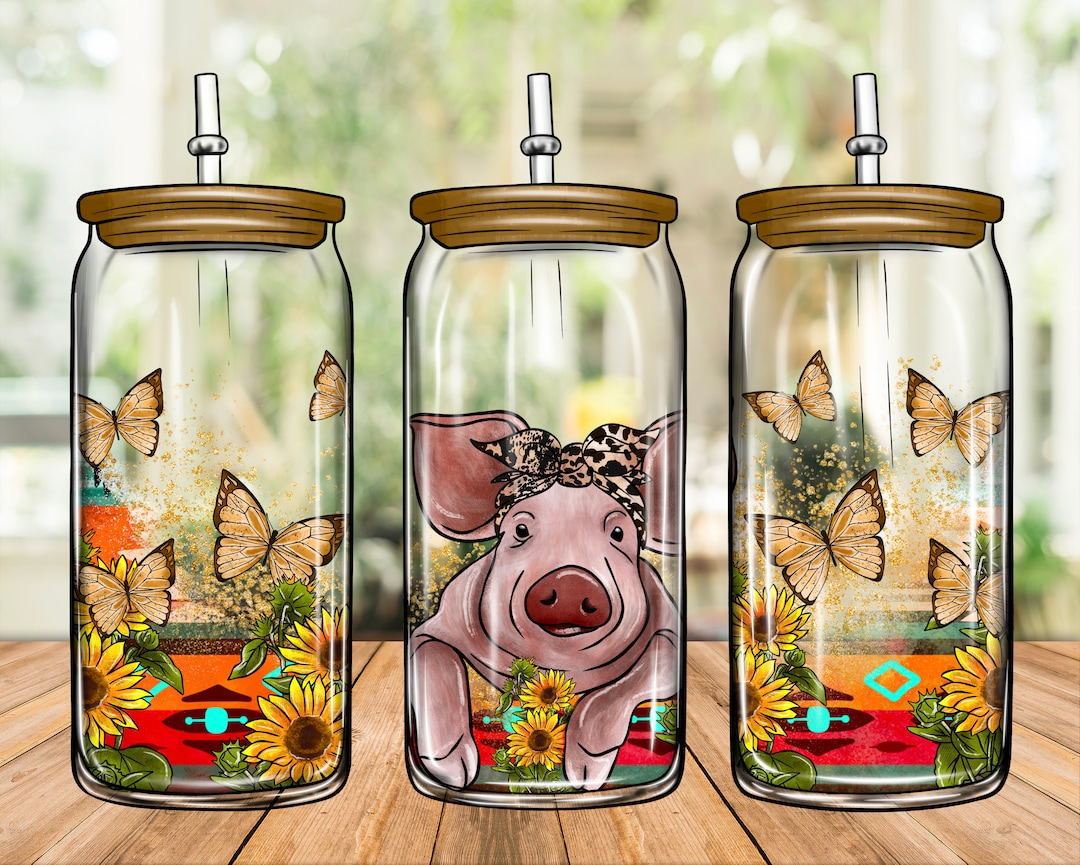 Pig Libbey Cup Png Sublimation Design,16oz Libbey Cup Png,pig Glass Can ...