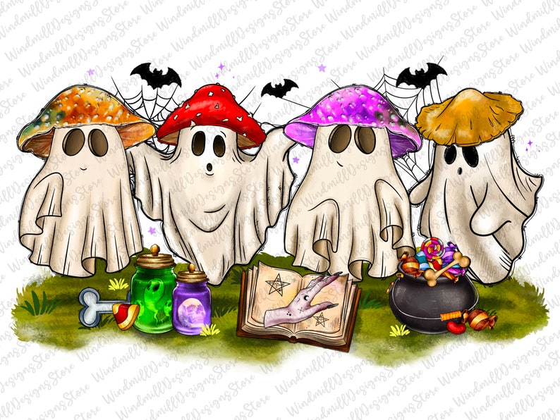 Mushroom Ghost Png, Stay Spooky Png, Trick or Treat, Almost, Sublimate ...