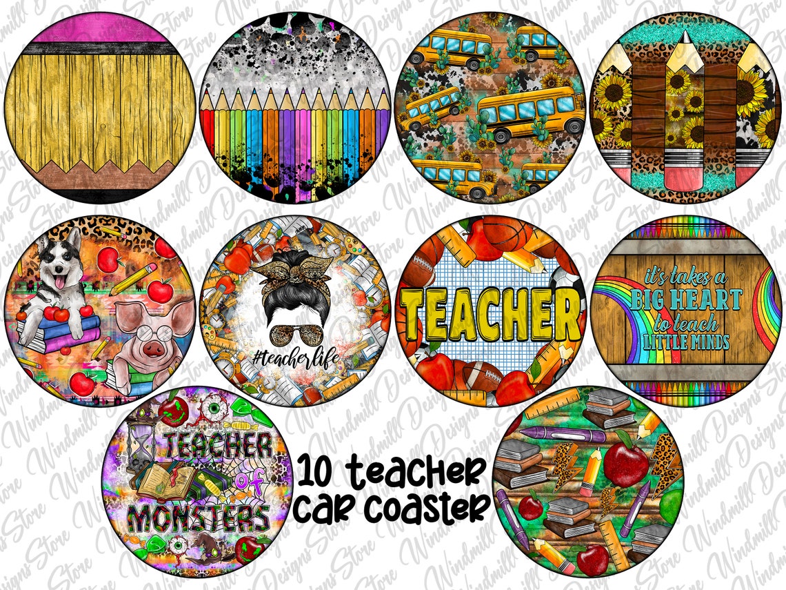 School Car Coaster Bundle Templates Designteacher Bundle PNG - Etsy