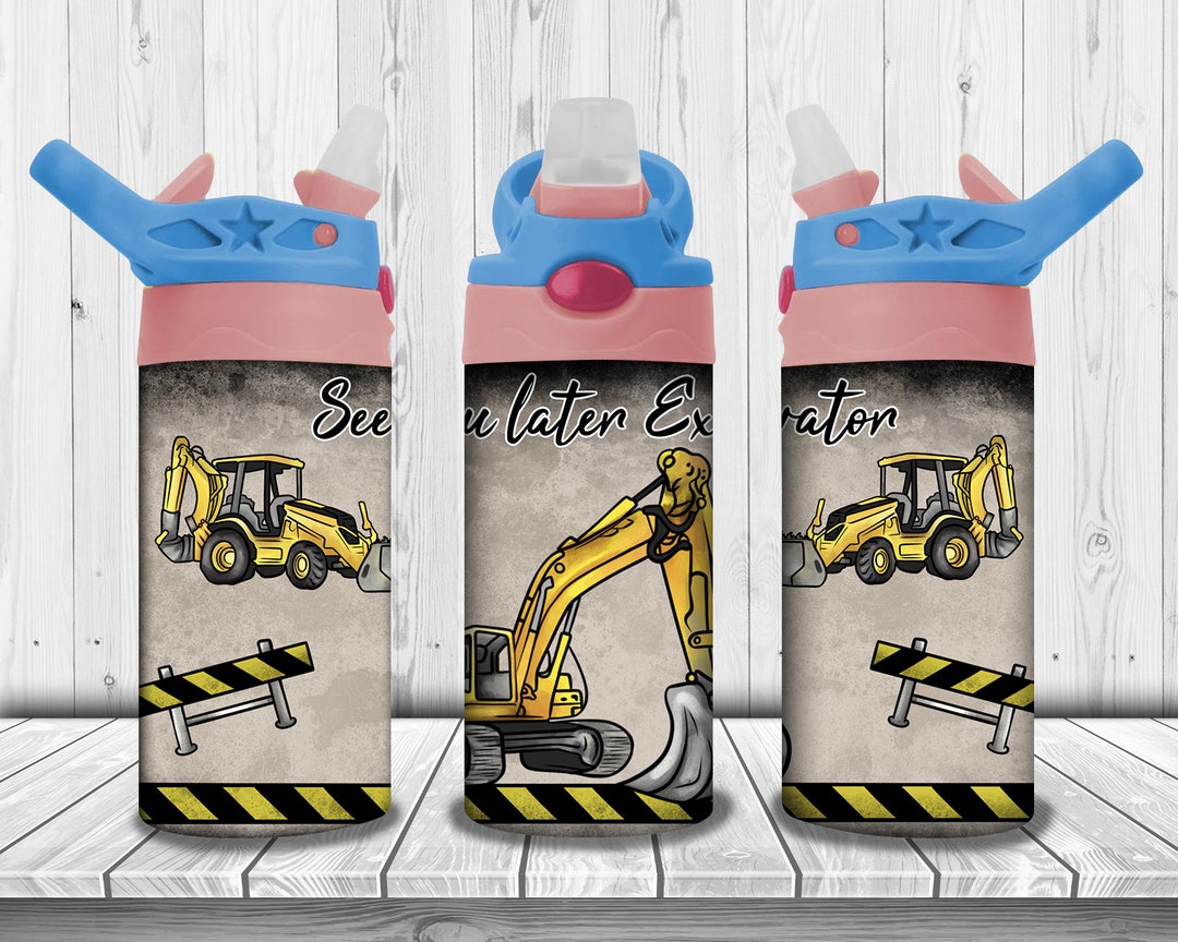 Bulldozer Water Bottle File Pngbulldozer 12oz Flip Top Kids - Etsy