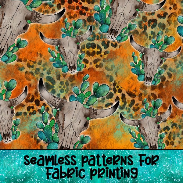 Cow Skull Seamless Pattern - Etsy