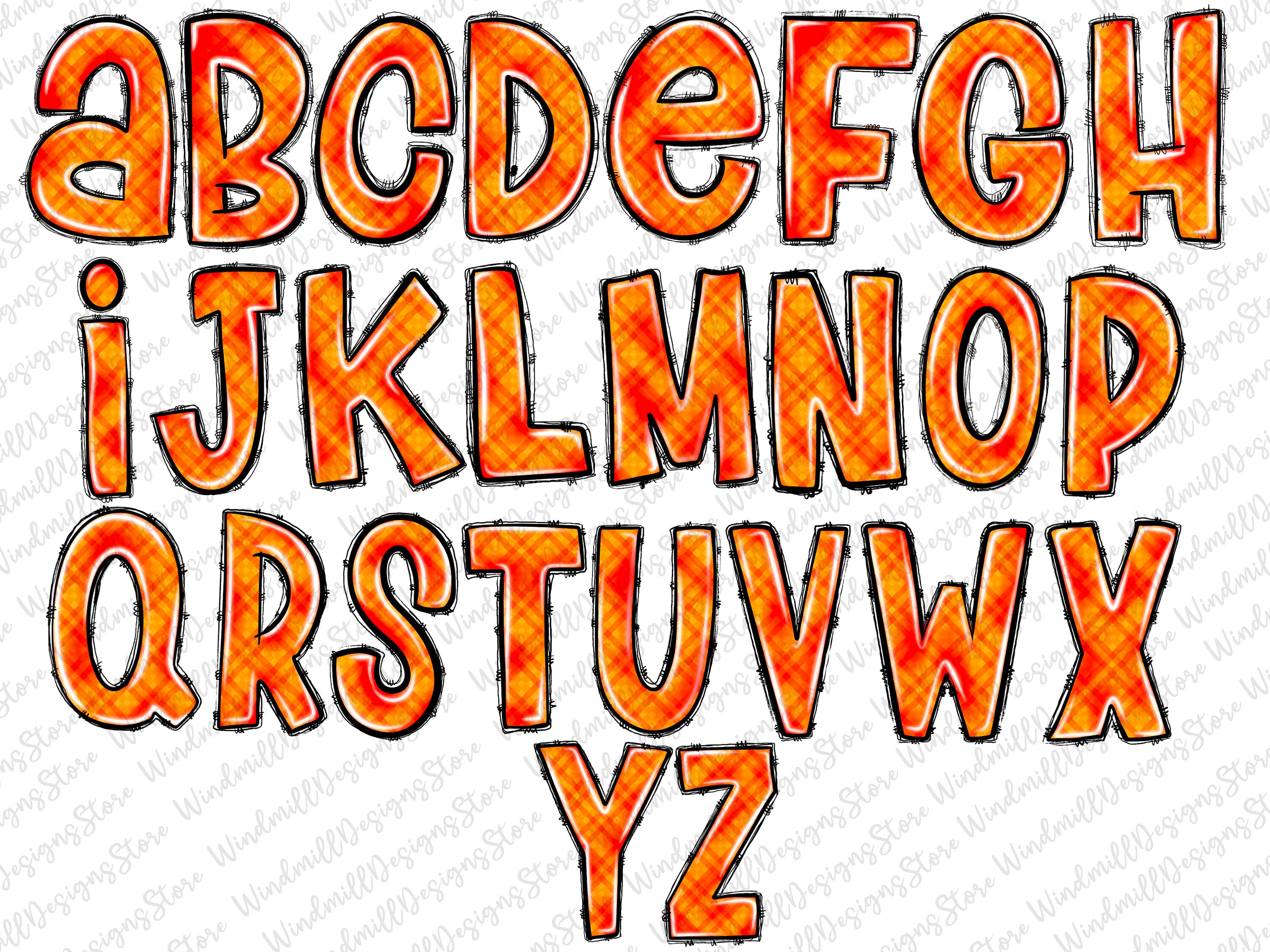 Fall Doodle Alphabet Bundle, Thankful Life PNG Letters,sublimation ...