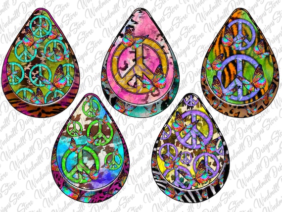 Peace Sign Teardrop Earringspeace Sign Teardrop Png - Etsy
