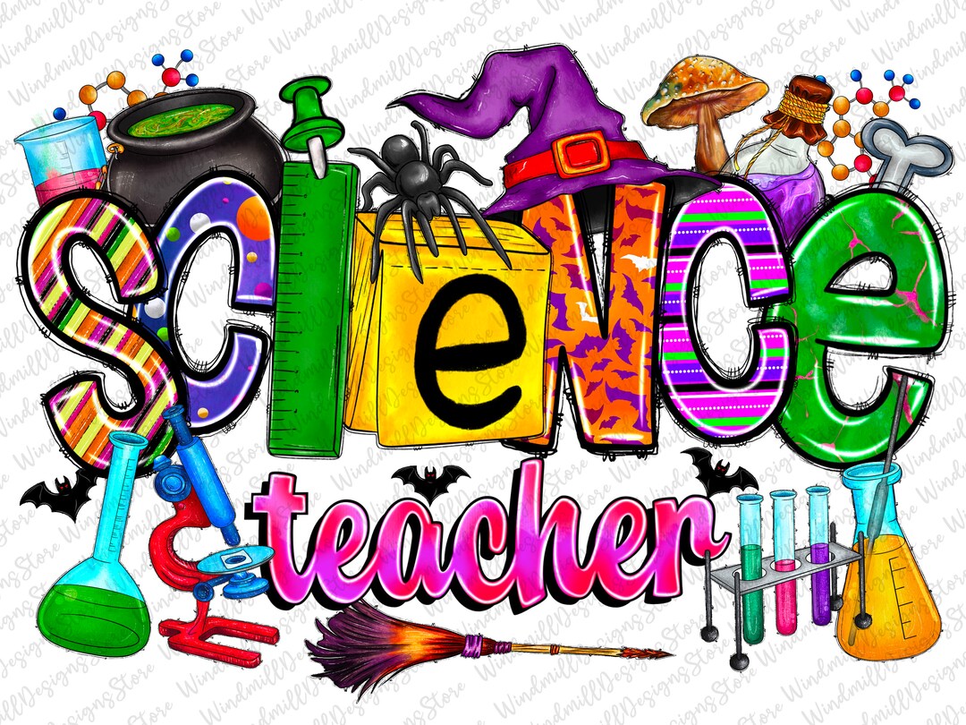 Spooky Science Teacher PNG: Halloween Sublimation Design (digital File ...