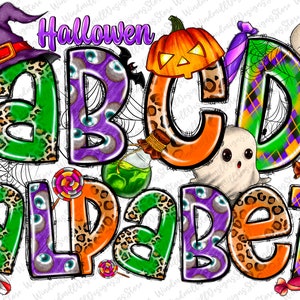 Halloween Alphabet Bundle Png, Halloween Png, Halloween Doodle Letters ...