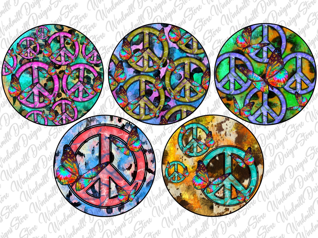 Peace Sign Car Coaster Png, Peace Car Coaster Png, Floral Peace Sign ...
