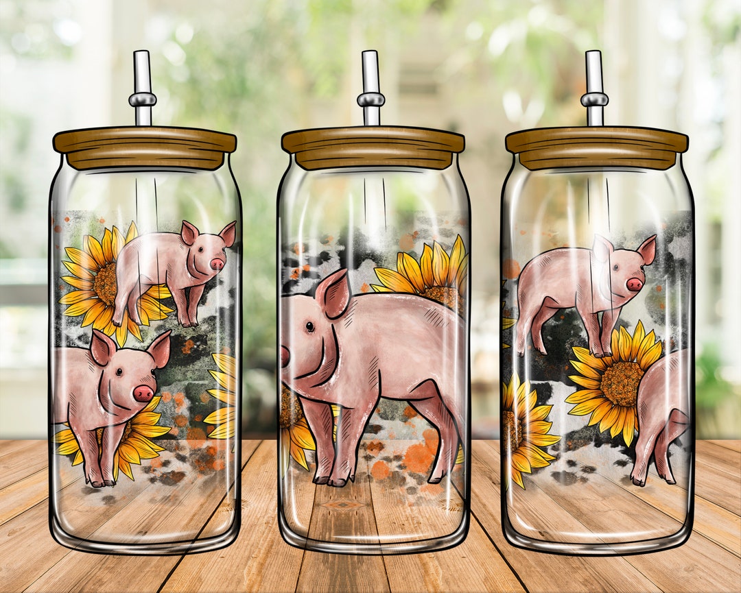 Pig Libbey Cup Png Sublimation Design,16oz Libbey Cup Png,pig Glass Can ...