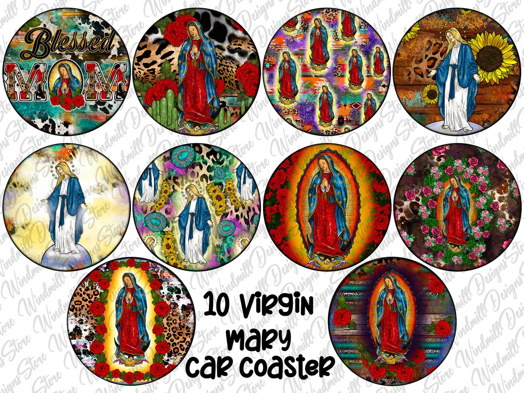 Virgin Mary Car Coaster Bundle Templates Design,virgin Mary Bundle PNG ...