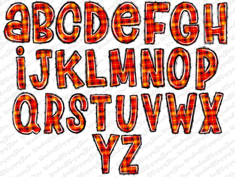 Fall Doodle Alphabet Bundle, Thankful Life PNG Letters,sublimation ...