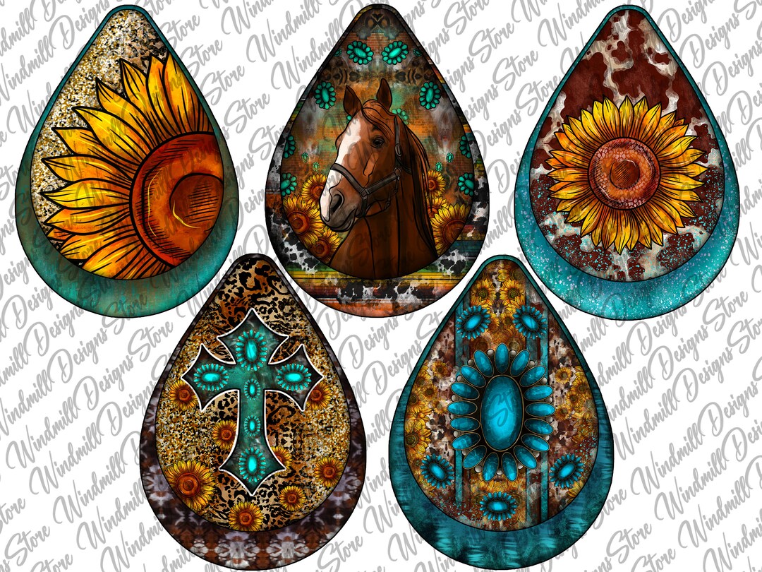 Western Teardrop Earring, Country Earring, Western Design, Sublimation ...