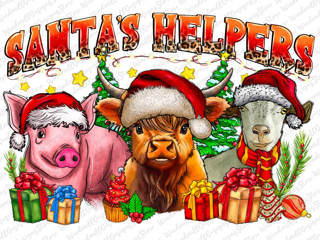Santa's Helpers Png, Christmas Heifers, Sublimation Design, Western ...