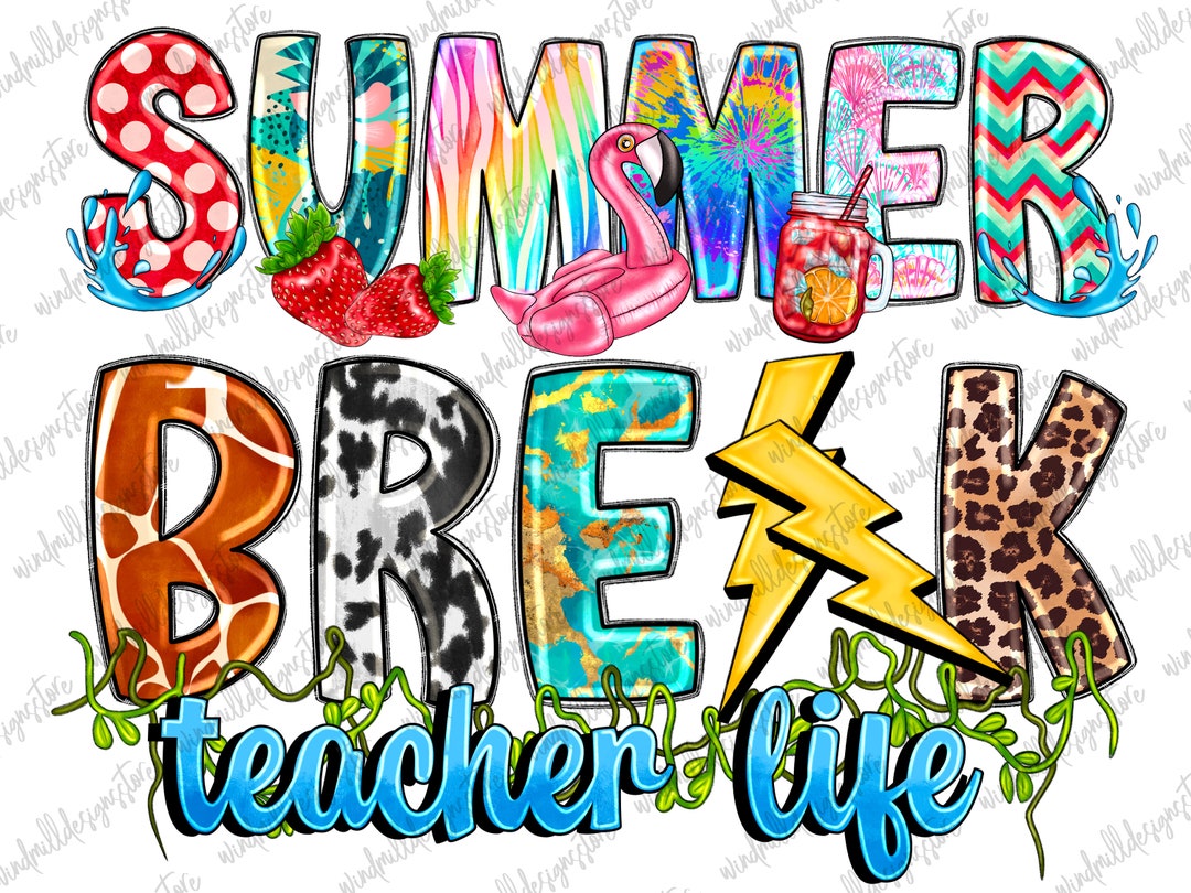 Summer Break Teacher Life Png, Teacher Life, Summer Design, Leopard ...
