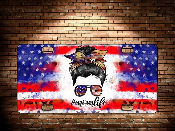 American Mom License Plate Sublimation Design US Flag License - Etsy