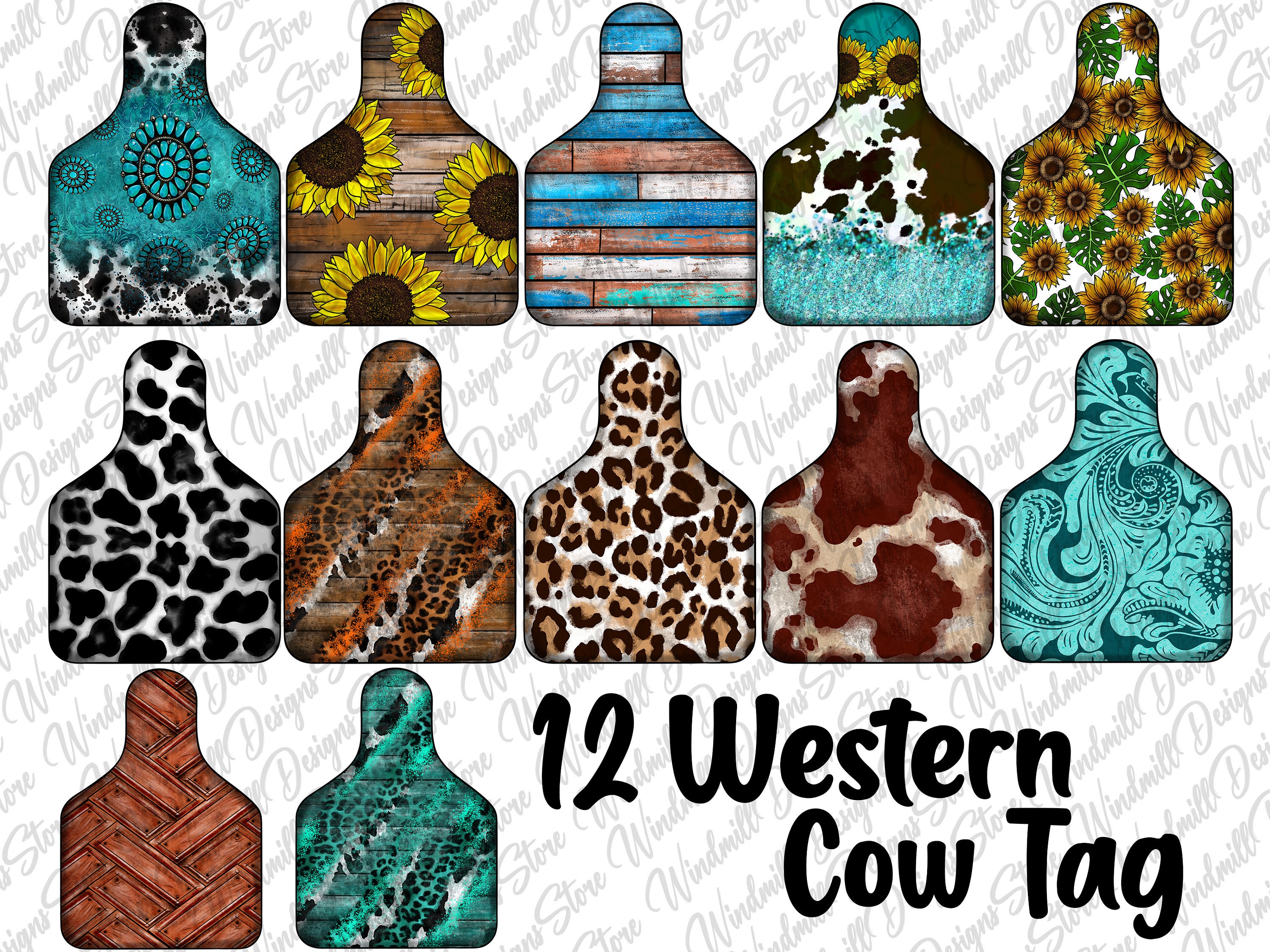 Western Cow Tag Bundle Png Sublimate Designs Bundle Tie Dye - Etsy