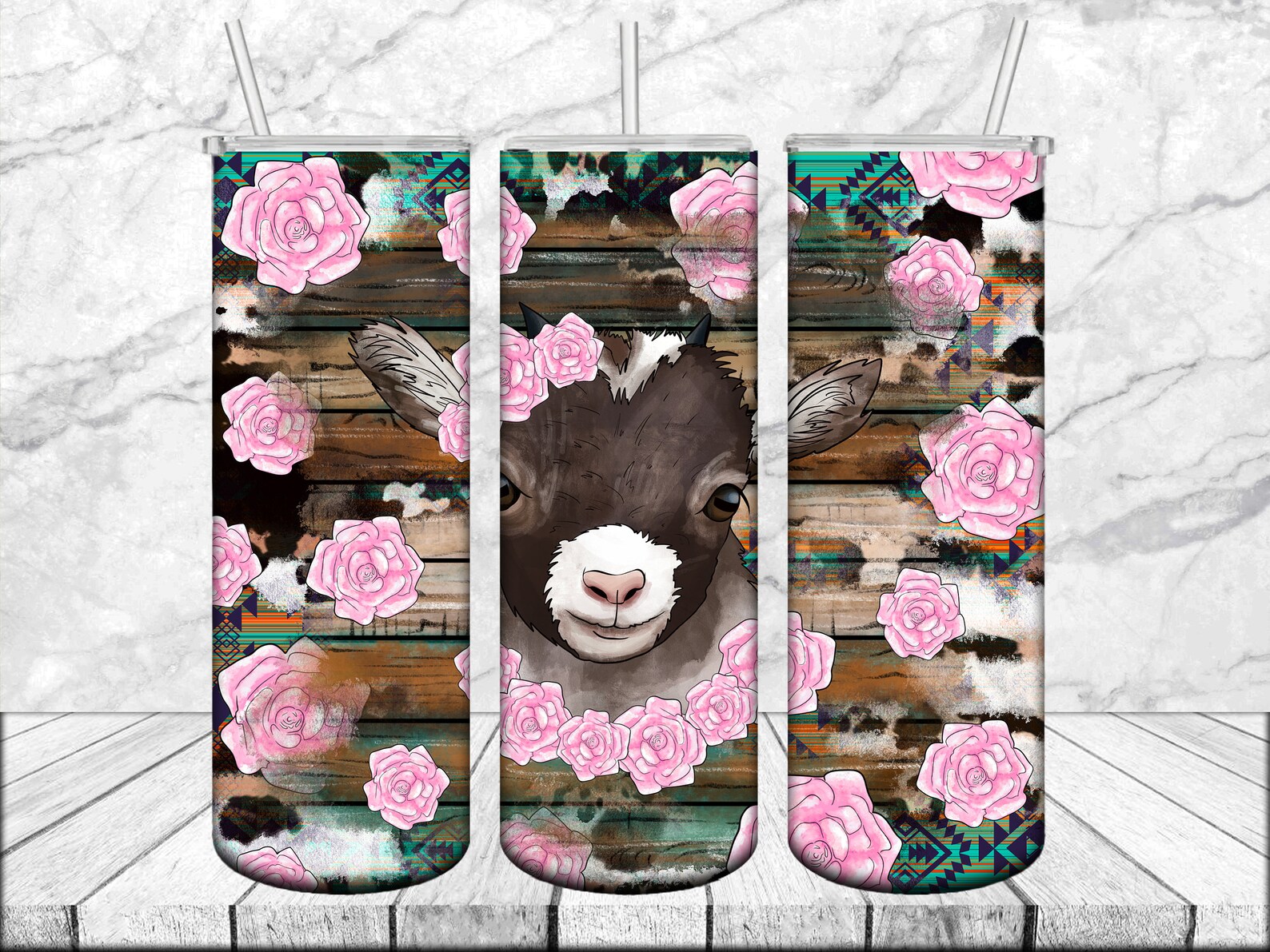 Goat Rose Tumblergoat Tumbler Png Farm Animals 20oz Skinny - Etsy
