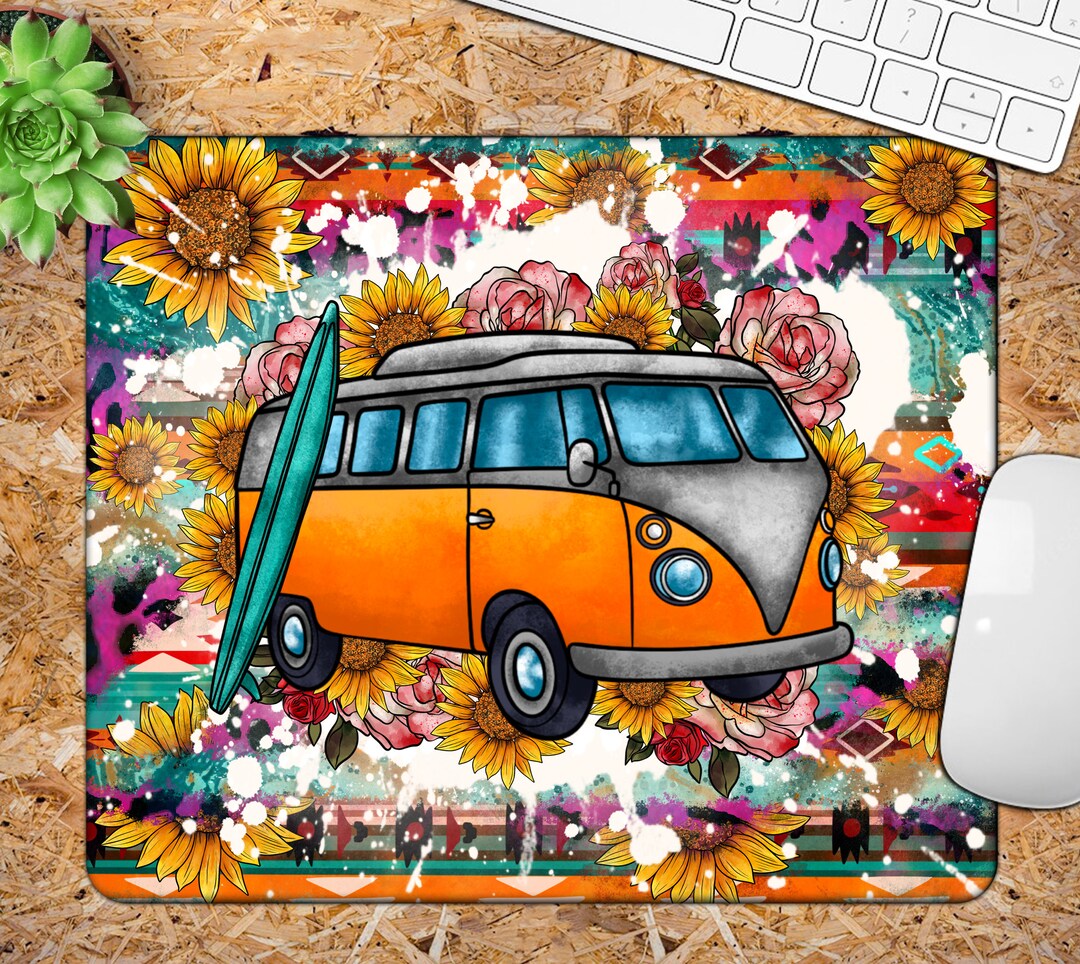 Hippie Bus Mousepad Sublimation Design,camp Mouse Pad Png,hippie Design ...