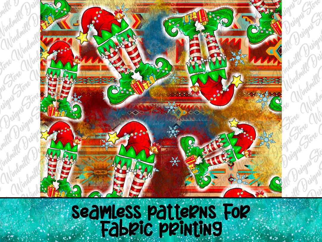 Seamless Christmas Elf Pattern Digital Fabric Design - Etsy