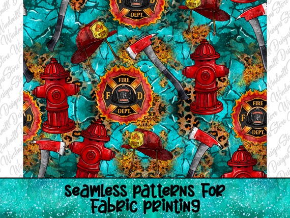 Firefighter Seamless Patternfirefighter Sublimation Design - Etsy