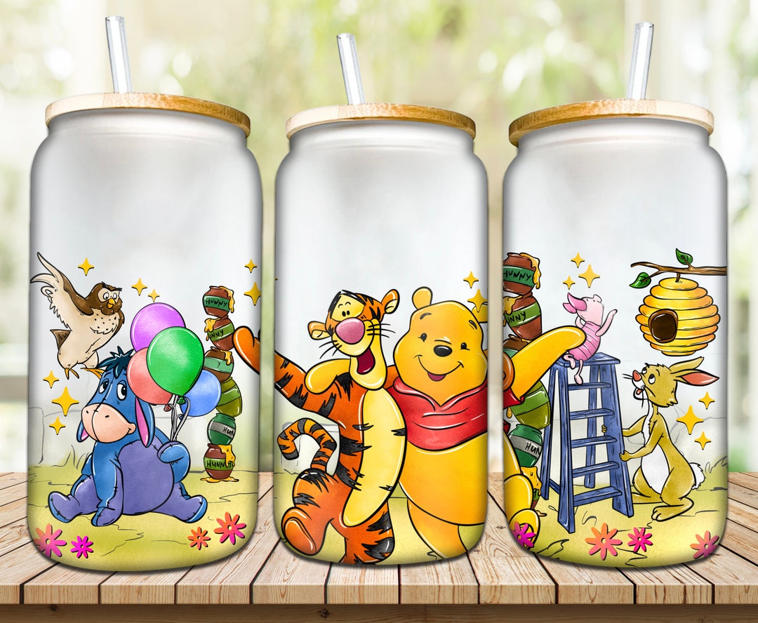 Spring Pooh Tumbler, 16oz Glass Can Wrap, 16oz Libbey, Libbey Can Glass ...