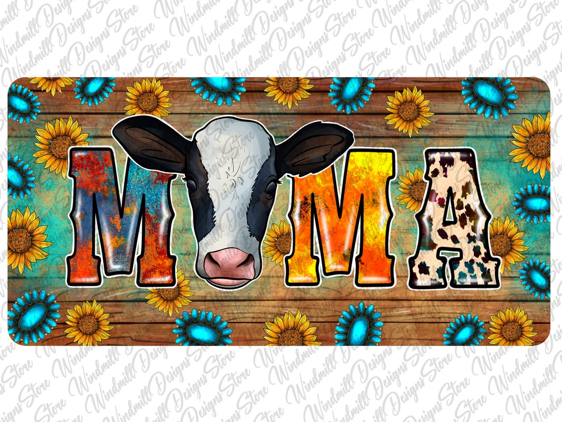 Western Cow License Plate Png Sublimation Design, Cow Mama License ...