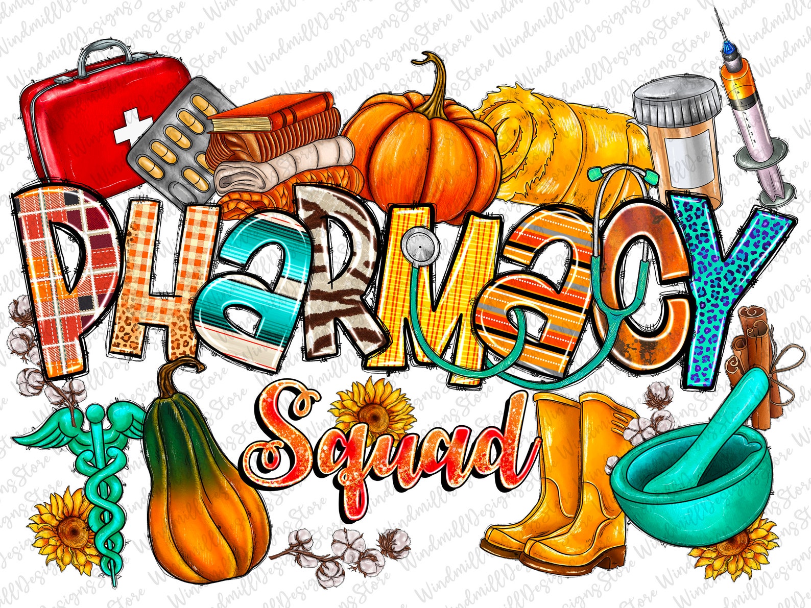 Pharmacy Squad Fall Png Sublimation Design Download, Fall Vibes Png ...