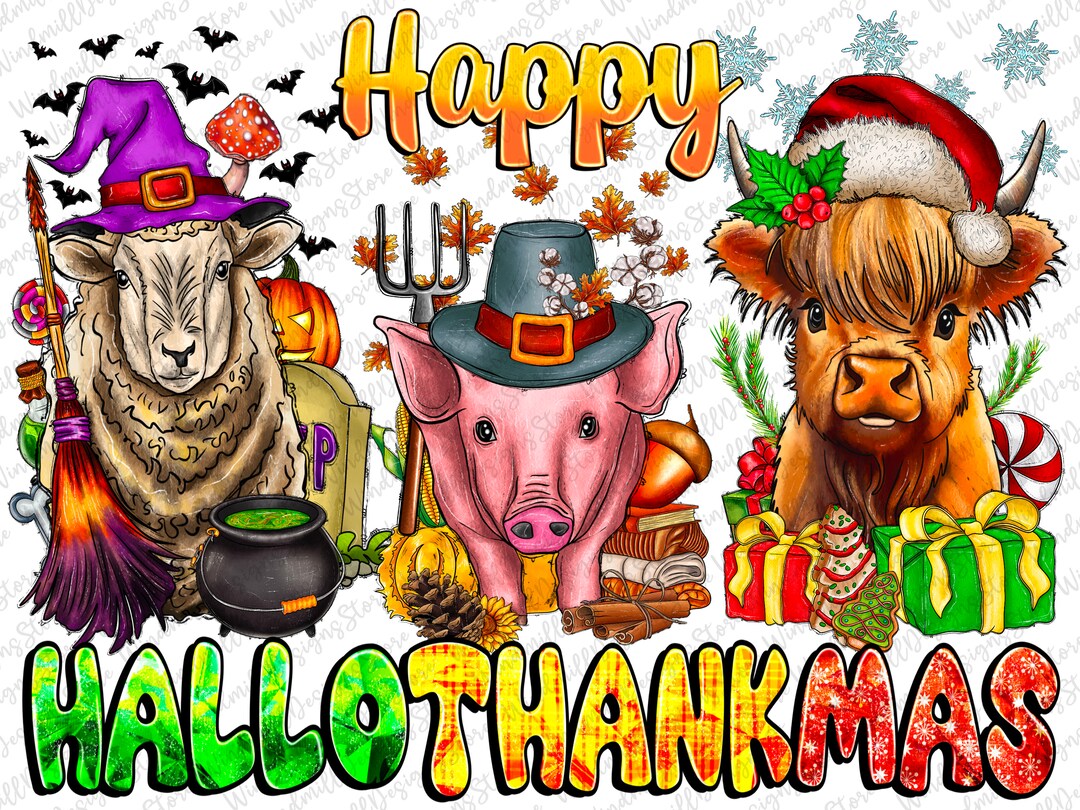 Happy Hallothanksmas Png,sheep Png, Thanksgiving Png, Sublimation ...