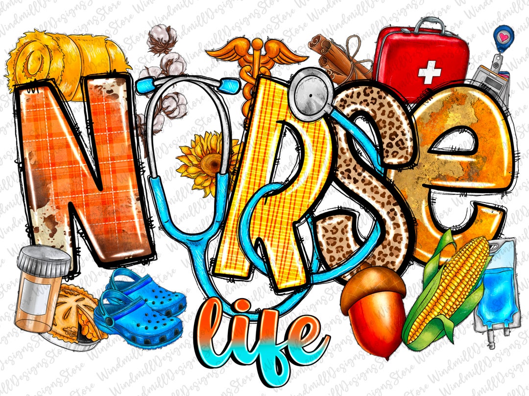 Nurse With Fall Element Png Sublimation Design, Nurse Png, Hello Fall ...